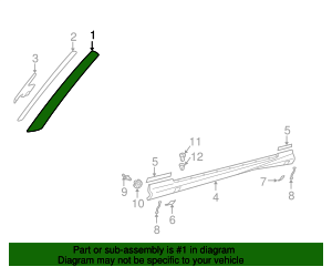 208-690-03-87 - Pillar Molding 1998-2002 Mercedes-Benz | Mercedes-Benz ...