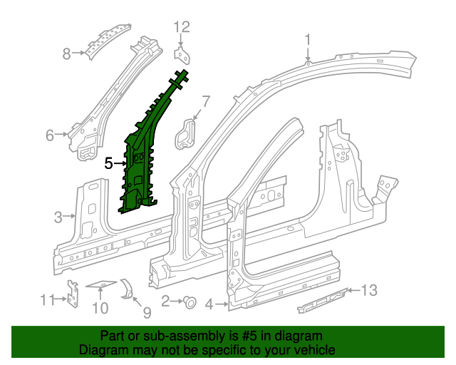 238-630-91-00 - Body A-Pillar Reinforcement 2018-2023 Mercedes-Benz ...
