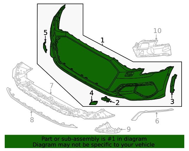 2022-2024 Audi A3 Bumper Cover 8Y0-807-065-A-GRU | Audi USA Parts