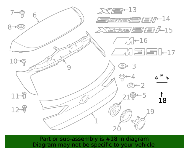 51147463692 - 2018-2023 BMW Hatch Emblem (51-14-7-463-692) | BMW of ...