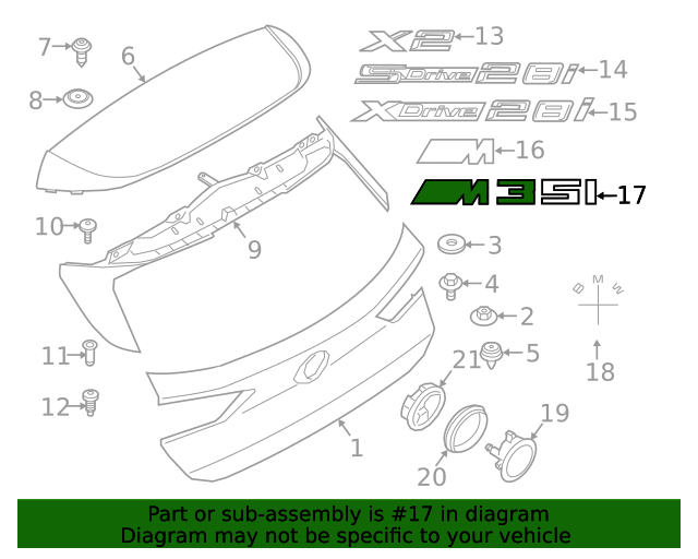 51148072122 - 2019-2022 BMW X2 Nameplate (51-14-8-072-122) | BMW of ...