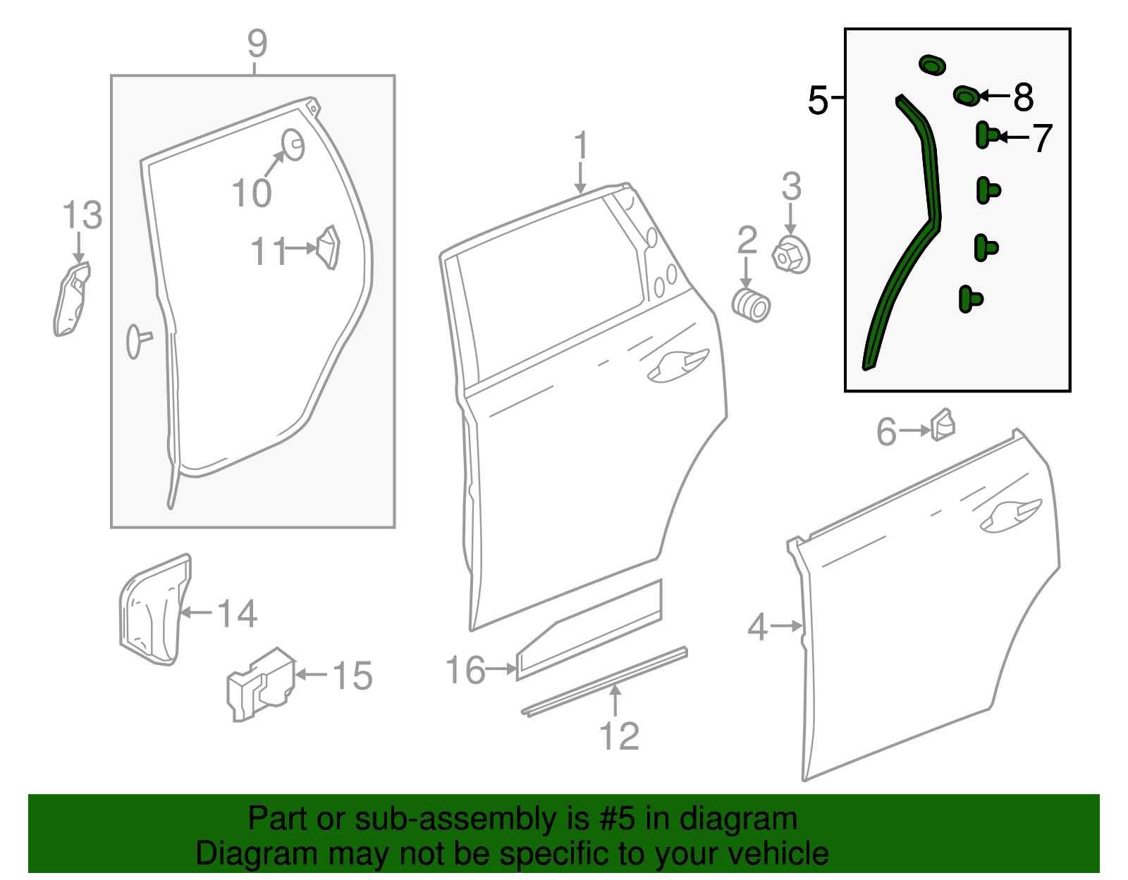 72829-TZ5-A01 - 2014-2020 Acura MDX - Seal, R Rear Door Gap | All ...