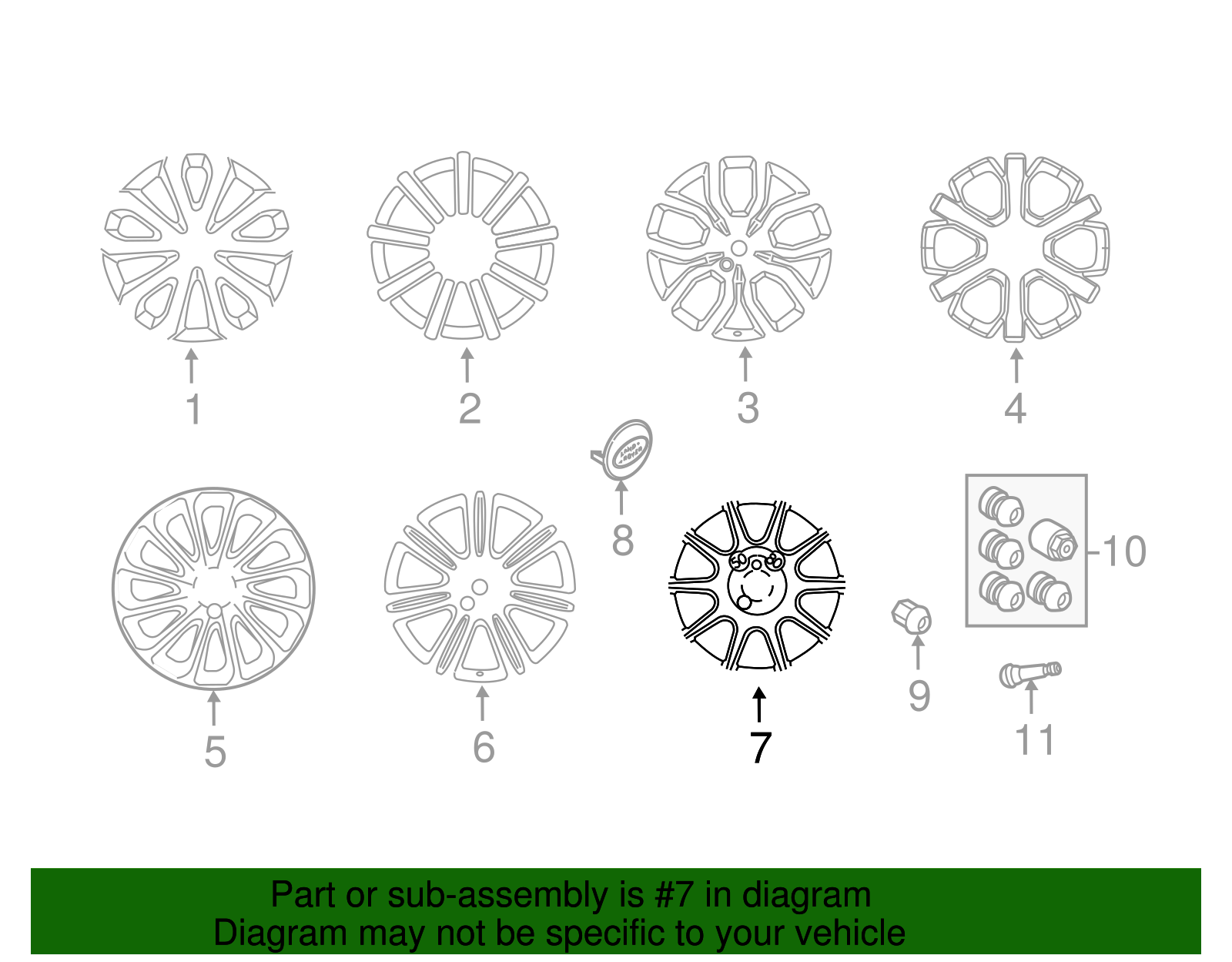 2013-2022 Land Rover Range Rover Alloy Wheel, 22 Inch 7 Split-Spoke ...