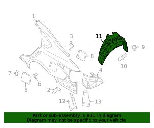 76749-3TA0A - High-Quality Quarter Panel Splash Shield for 2013-2018 ...