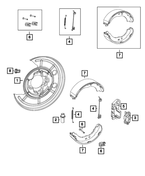 Parking Brake Lever, Cables, and Rear Disc Park Brake Assembly for 2015 ...