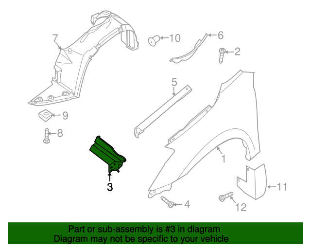 2007-2013 Nissan Altima Fender Brace - Driver's Side (LH) 63181-JA030 ...