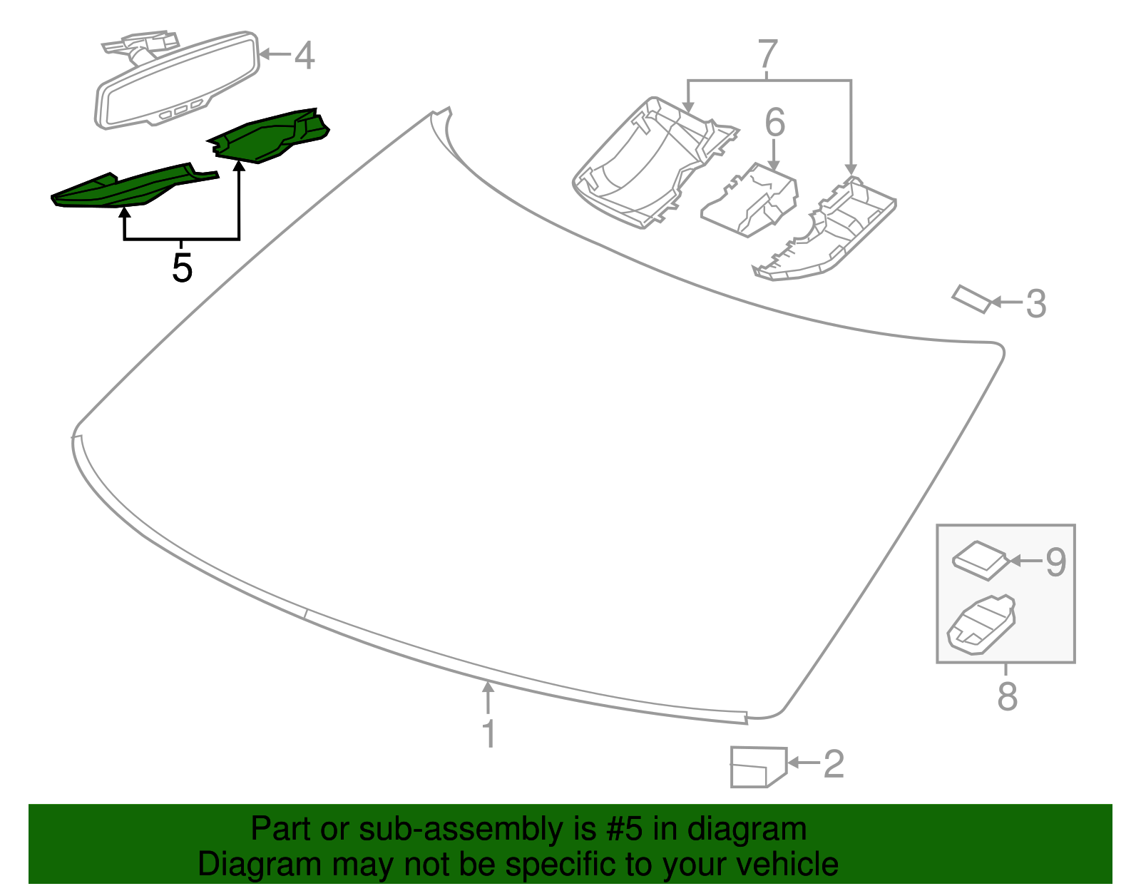 Genuine Interior Rear View Mirror Cover for 2010-2011 Saab 9-5 | Part ...