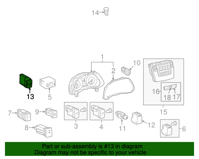 2007-2014 Lexus Trunk Lid Release Switch 84840-33080 | OEM Parts Online