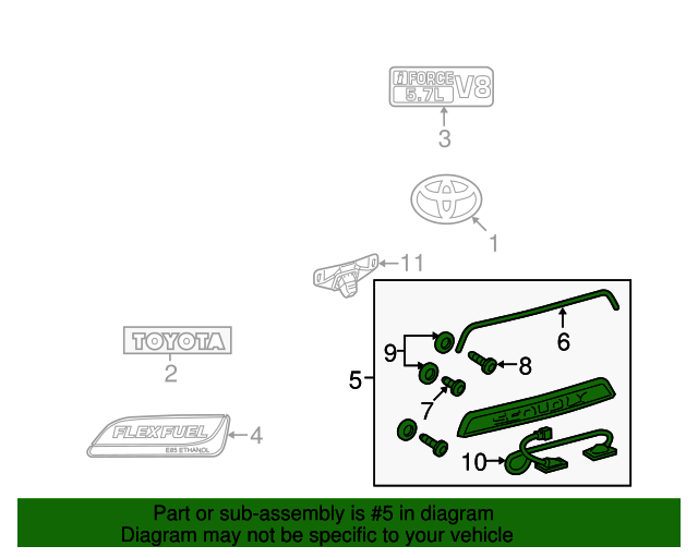 76801-0C040-C1 - License Molding - 2018-2019 Toyota Sequoia | OEM ...