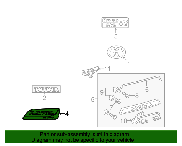 75445-34010 - Nameplate - 2009-2017 Toyota Sequoia | Sparks Parts