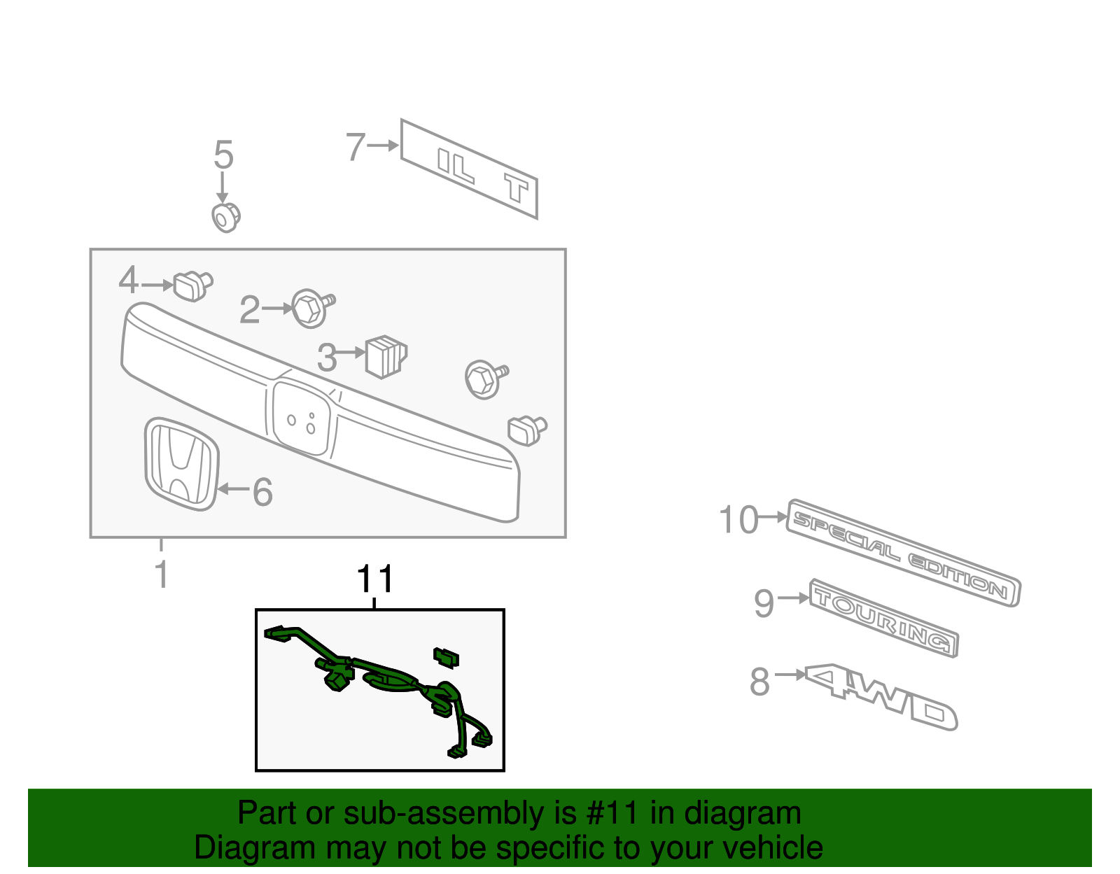 39530-SZA-A21 - 2012-2015 Honda Pilot - Camera Assembly Rear-View (Wide ...