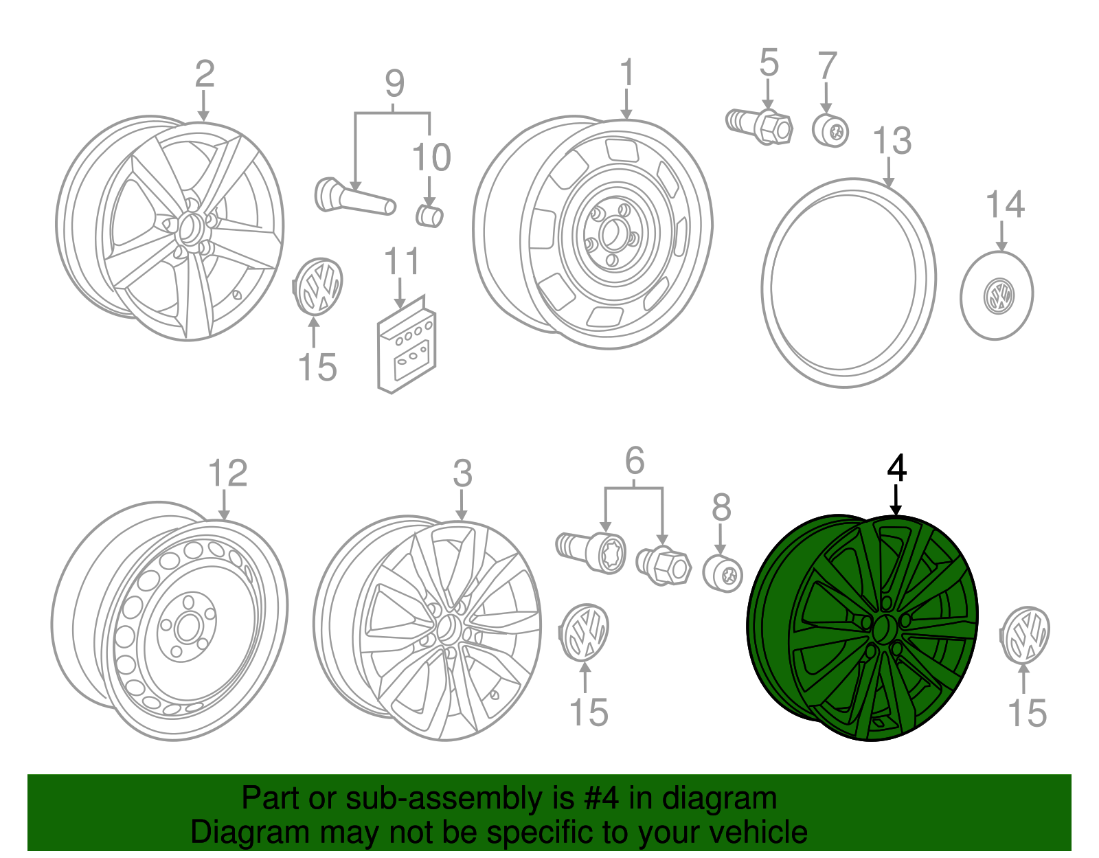2017 Volkswagen Beetle Wheel, Alloy 5C0-601-025-BQ-FZZ | Retail ...