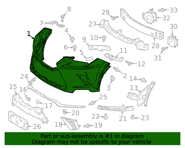 52119-78951 - Bumper Cover For 2018-2021 Lexus NX300 | Lexus OE Parts