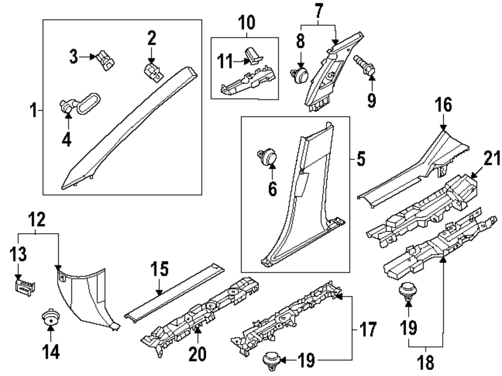 2023-2024 Nissan ARIYA Upper Center Pillar Trim 76913-5MP0A | Ziegler ...