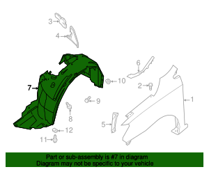 2013-2019 Nissan Sentra Fender Liner - Driver's Side (LH) 63841-3SH0A ...