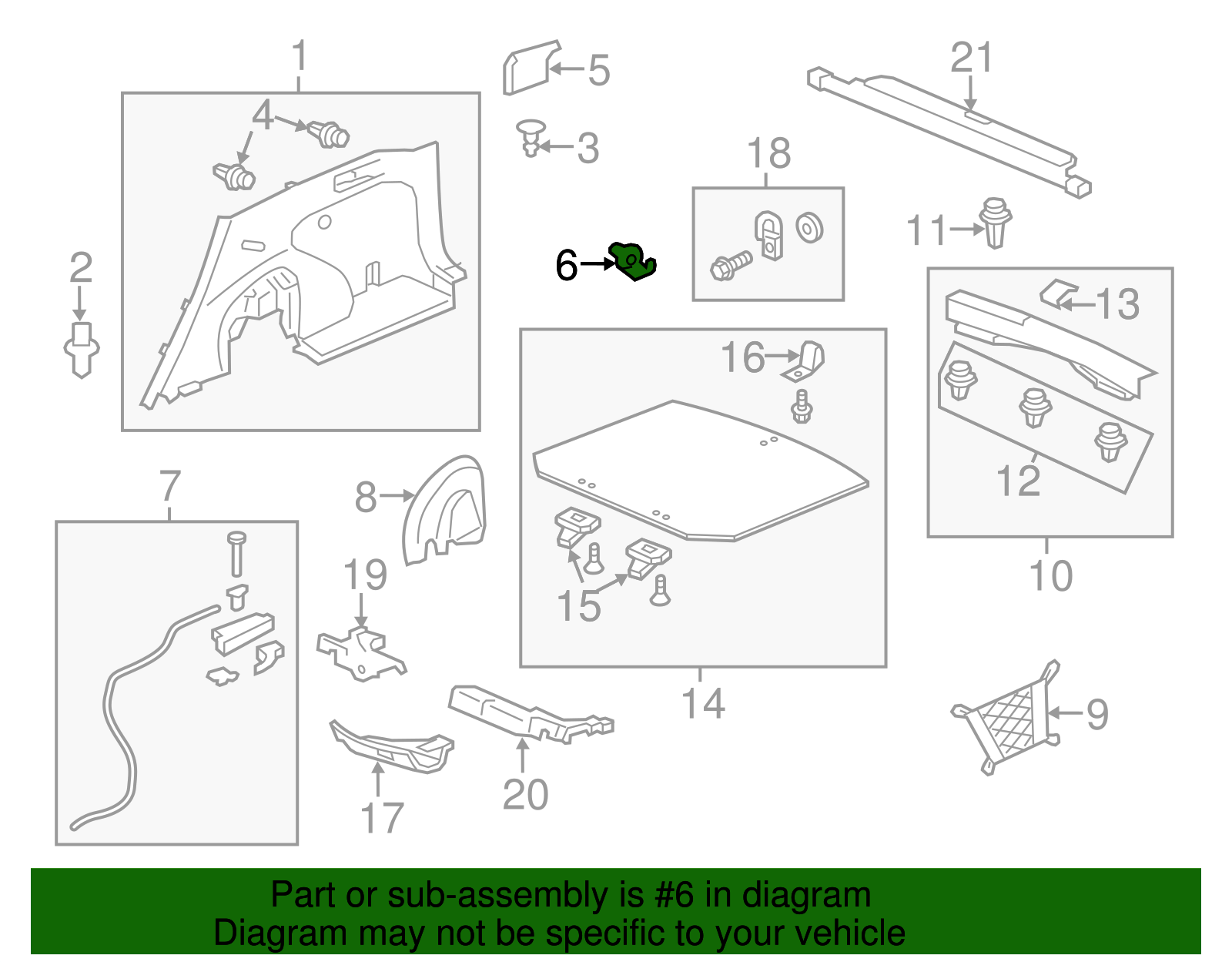 84662-T0A-A01ZC - Lower Quarter Trim Hook 2012-2016 Honda CR-V | Honda ...