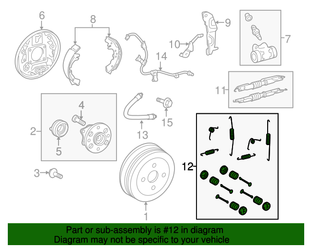 2006-2018 Toyota Drum Brake Shoe Spring Kit 04942-52050 | Toyota Parts ...