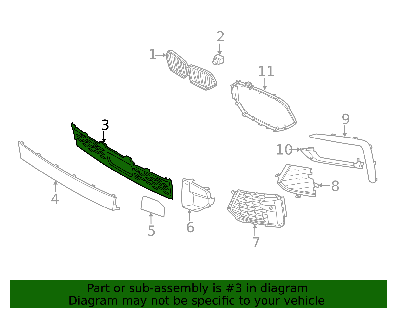 51-11-8-069-943 - 2020-2023 BMW X6 - Center Grille | BMWPartsHub