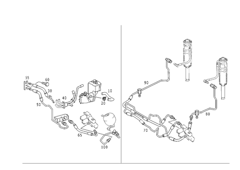 Line Arrangement of Hydraulic System for 2005 Mercedes-Benz CL 55 AMG ...