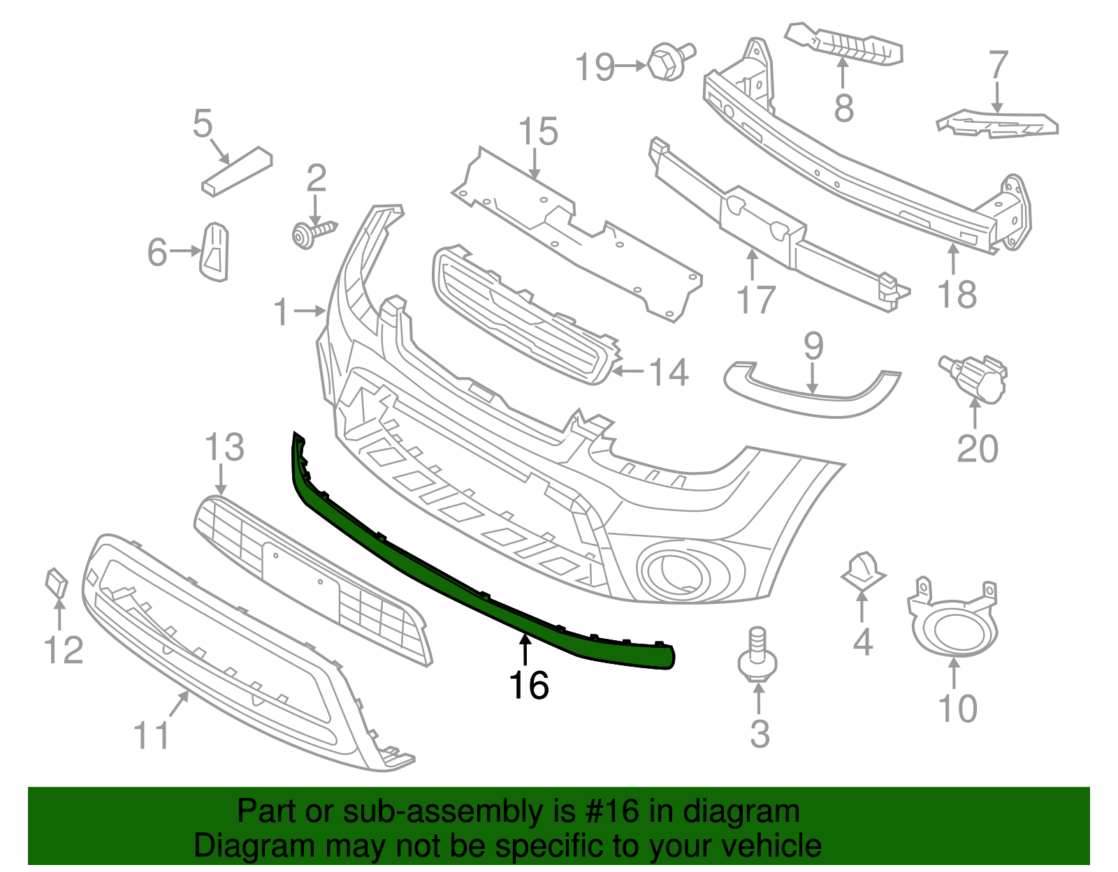 86525-2K500 - Front Deflector 2012-2013 Kia Soul | Kia.Parts Store