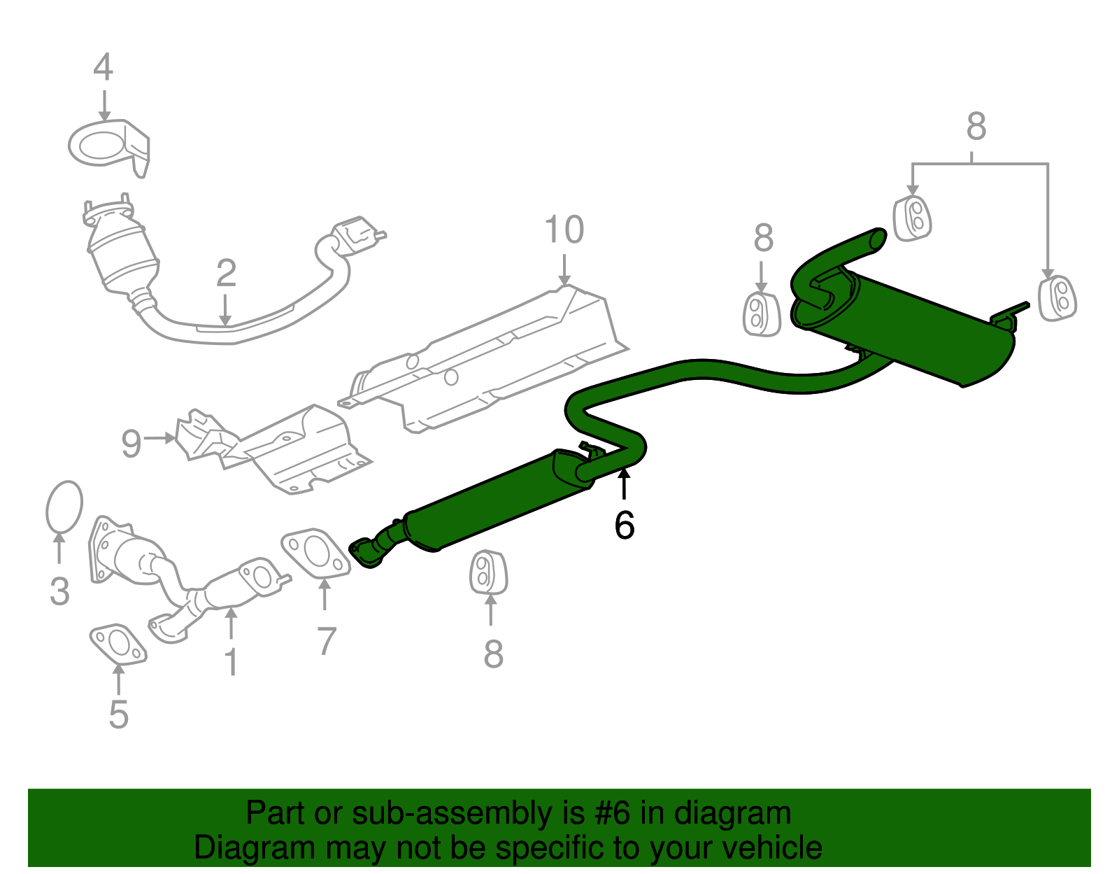 2008-2009 Pontiac G6 Muffler Assembly with 3-Way Catalytic Converter ...