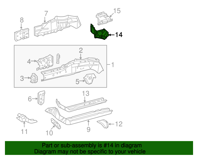 2009-2013 Toyota Corolla Torque Box 57198-12030 | Toyota Parts Center