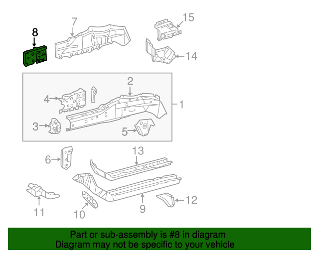 2009-2010 Toyota Rail Extension 57114-02100 | Toyota Parts