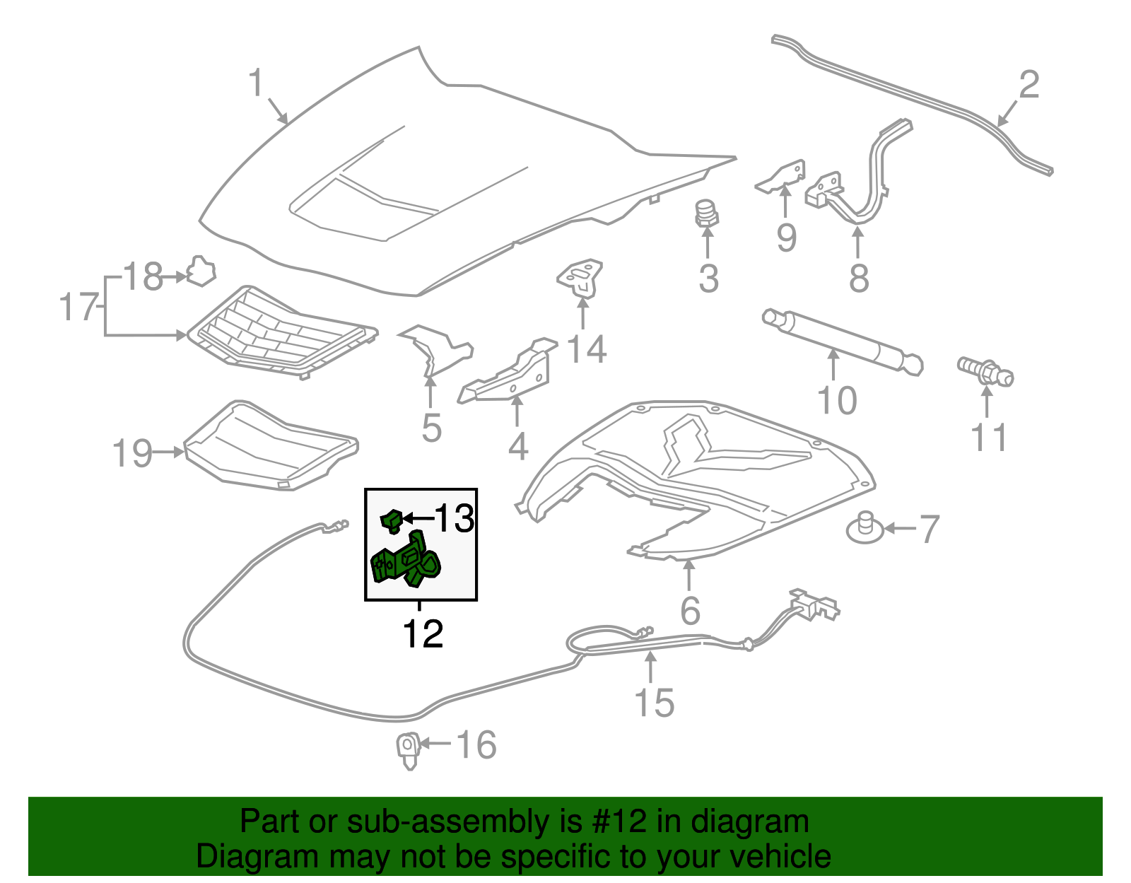 2019 Chevrolet Corvette F Latch 84682807 GM | GMPartsDirect.com