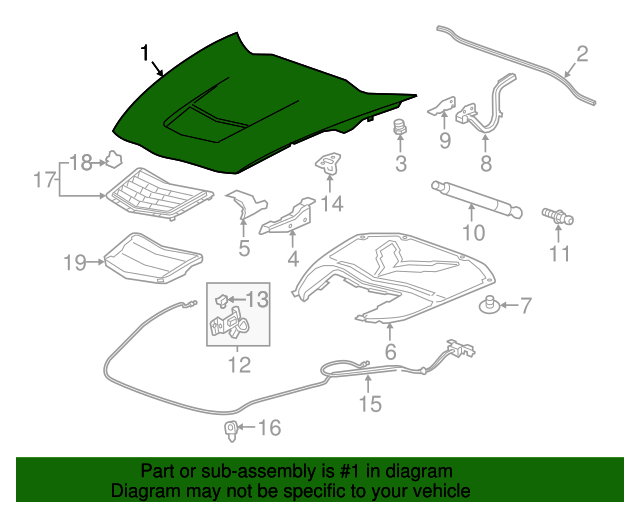 2016-2019 Chevrolet Corvette Hood 84167870 GM | GMPartsDirect.com