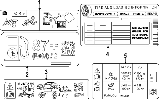 2024 Ford Mustang AC Label PR3Z-9900014-A | TascaParts.com