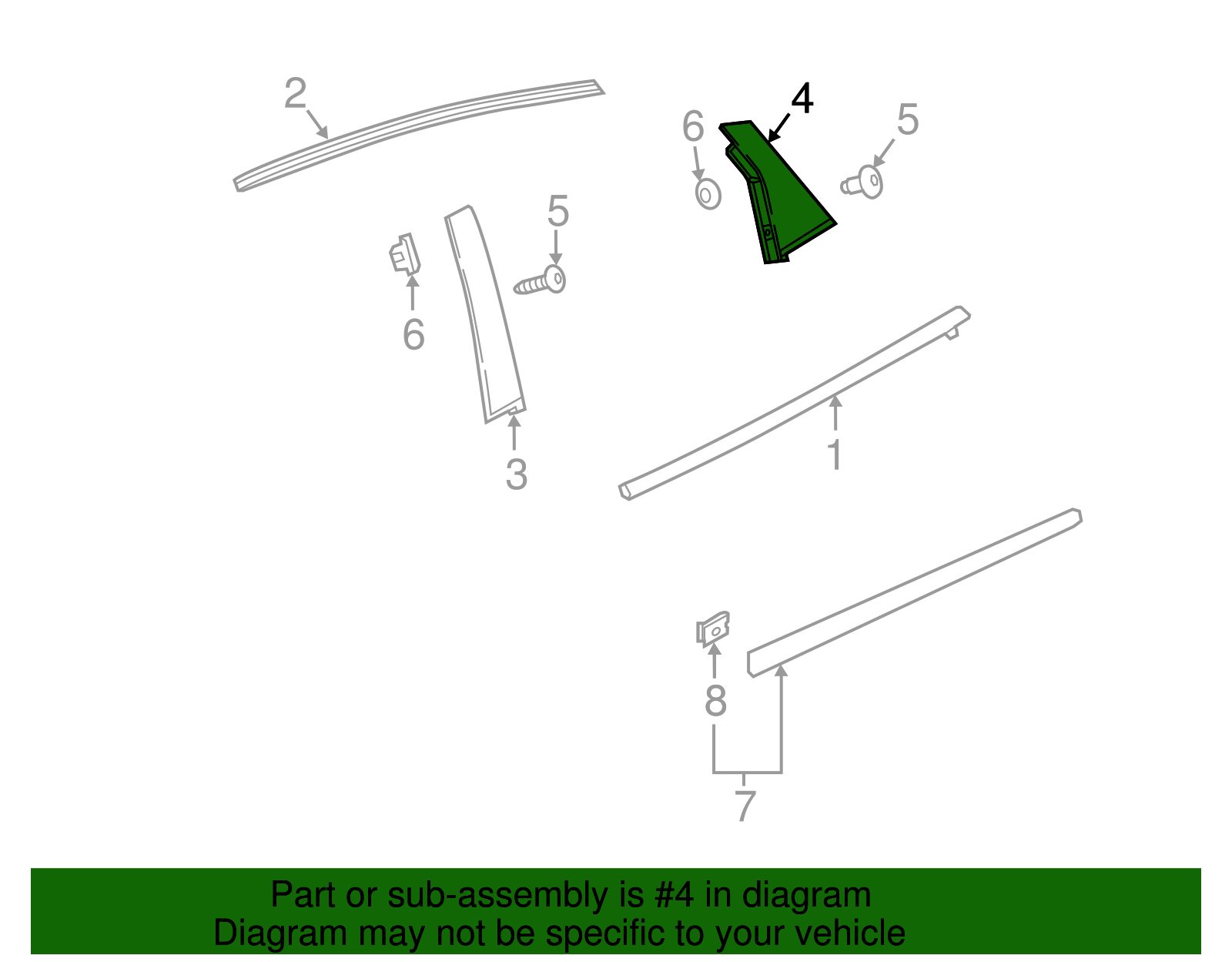 26699948 - Rear Driver Side Door Window Frame Rear Applique 2017-2019 ...