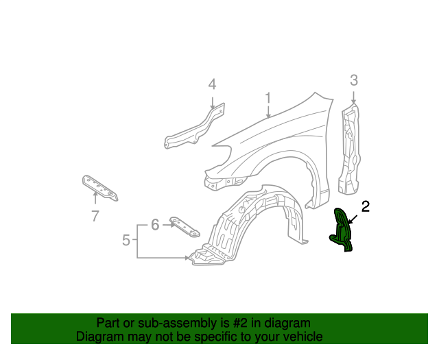 2003-2008 Toyota Matrix Fender Support Plate 53834-02030 | Toyota Parts ...