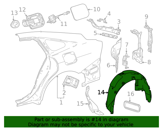 2021-2023 Toyota Mirai Quarter Panel Splash Shield 65637-62020 | Toyota ...