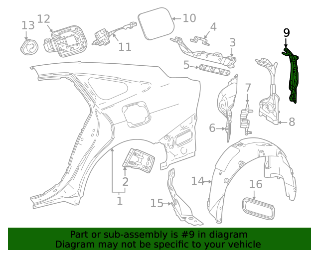 2021-2023 Toyota Mirai Quarter Panel Extension 61626-62030 | Toyota ...
