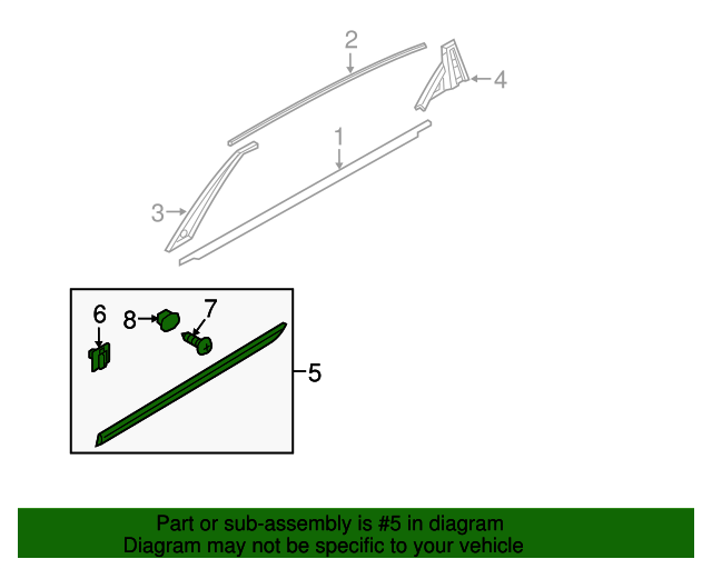 2015-2020 Hyundai Body Side Molding 87712-B1000 | QuirkParts