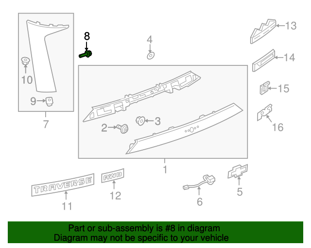 2016-2023 GM Cargo Partition Track Bolt 11548564 GM | GMPartsDirect.com