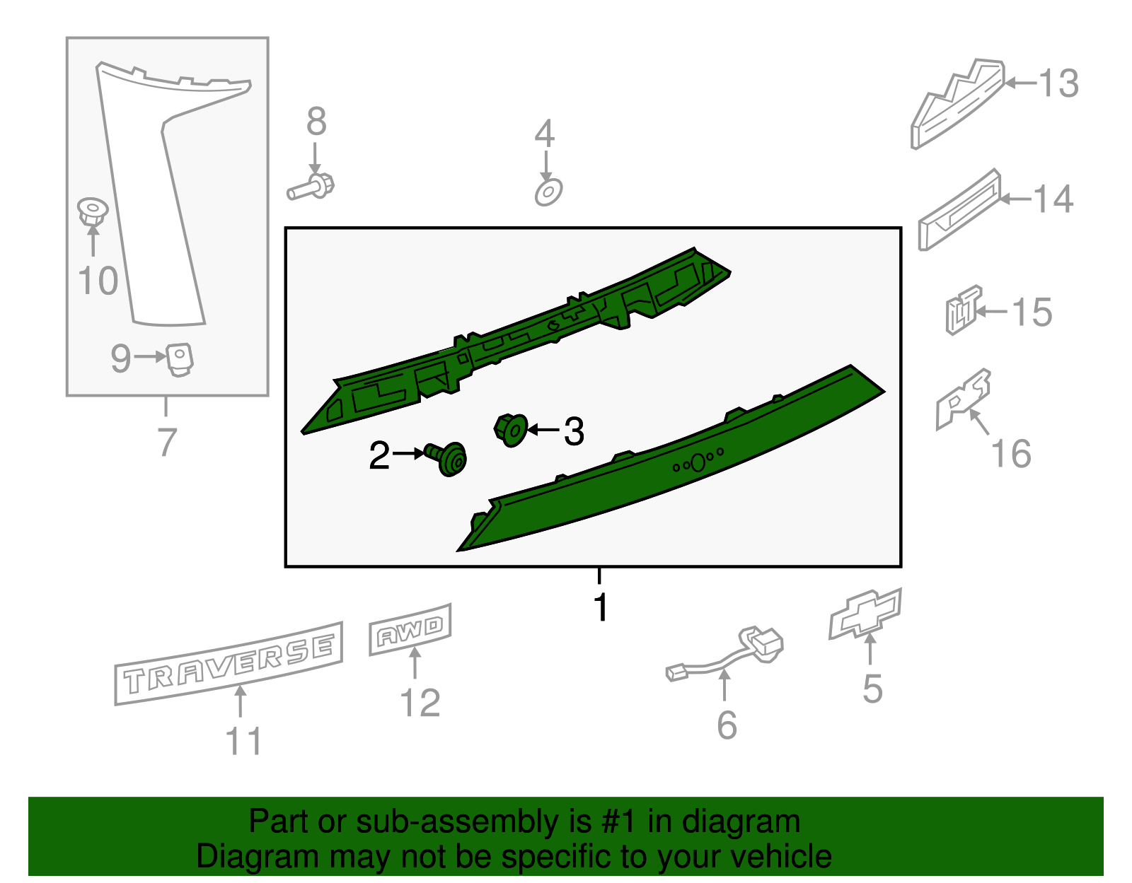 2020-2021 Chevrolet Traverse Bright Chrome Rear Closure Center Applique ...