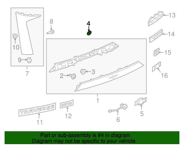 2017-2022 GM Rear Closure Center Applique Seal 13309051 | GMPartsDirect.com