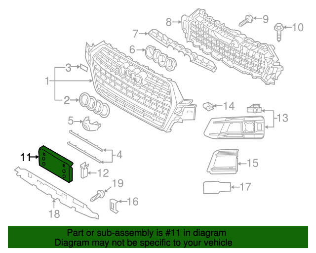 2019 Audi Q7 License Bracket 4M0-807-287-G-9B9 | Audi USA Parts