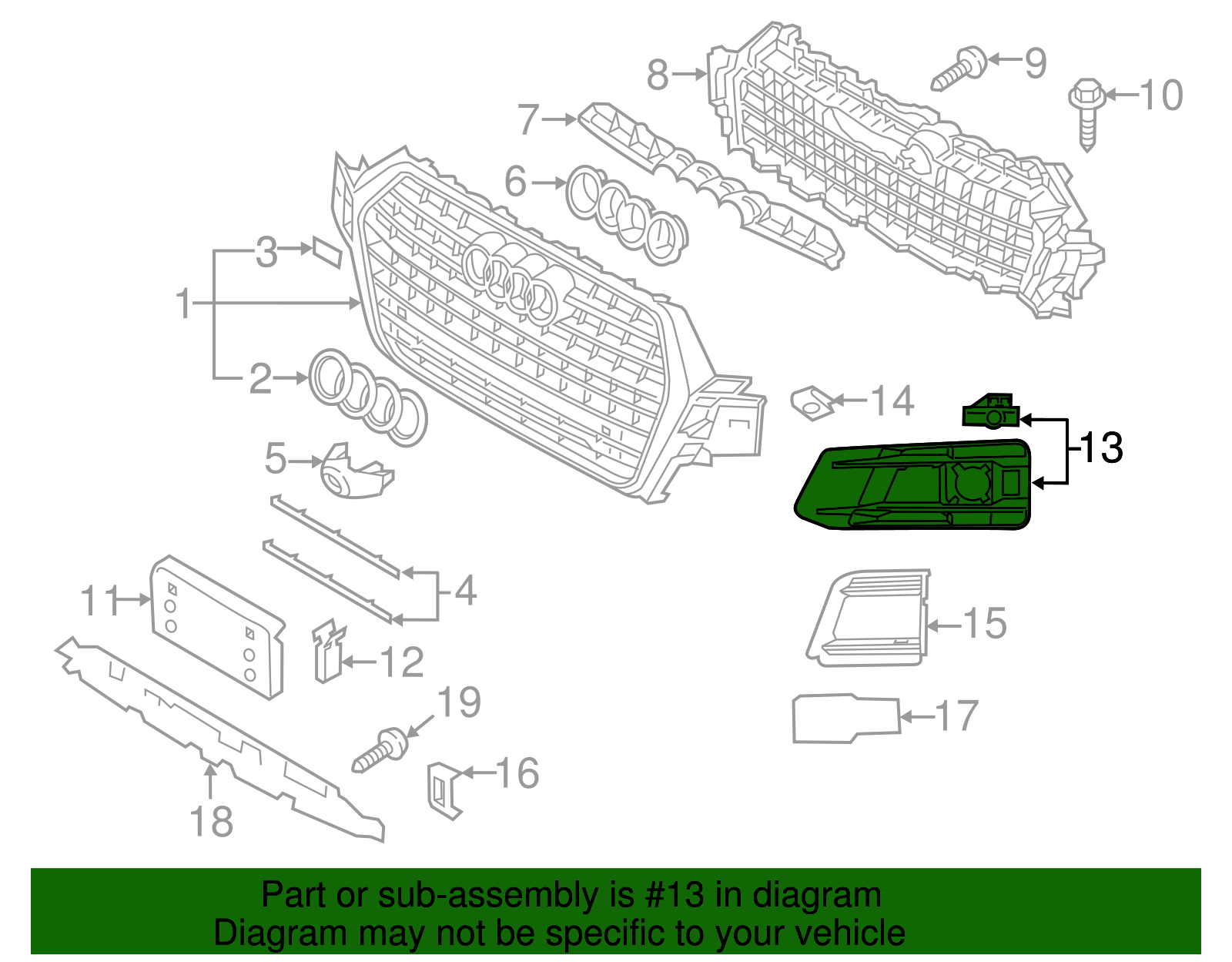 2017-2019 Audi Q7 Outer Grille 4M0-807-682-AA-4W3 | OEM Parts Online