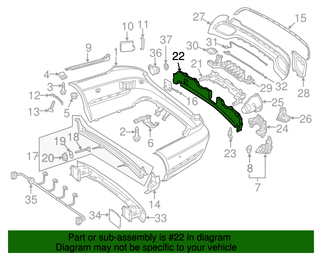 212-885-25-37 - Bumper Impact Absorber 2014-2016 Mercedes-Benz ...
