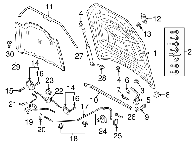 V04-017-001-F - Hood Mount Kit 2017-2024 Audi | Audi OEM Parts