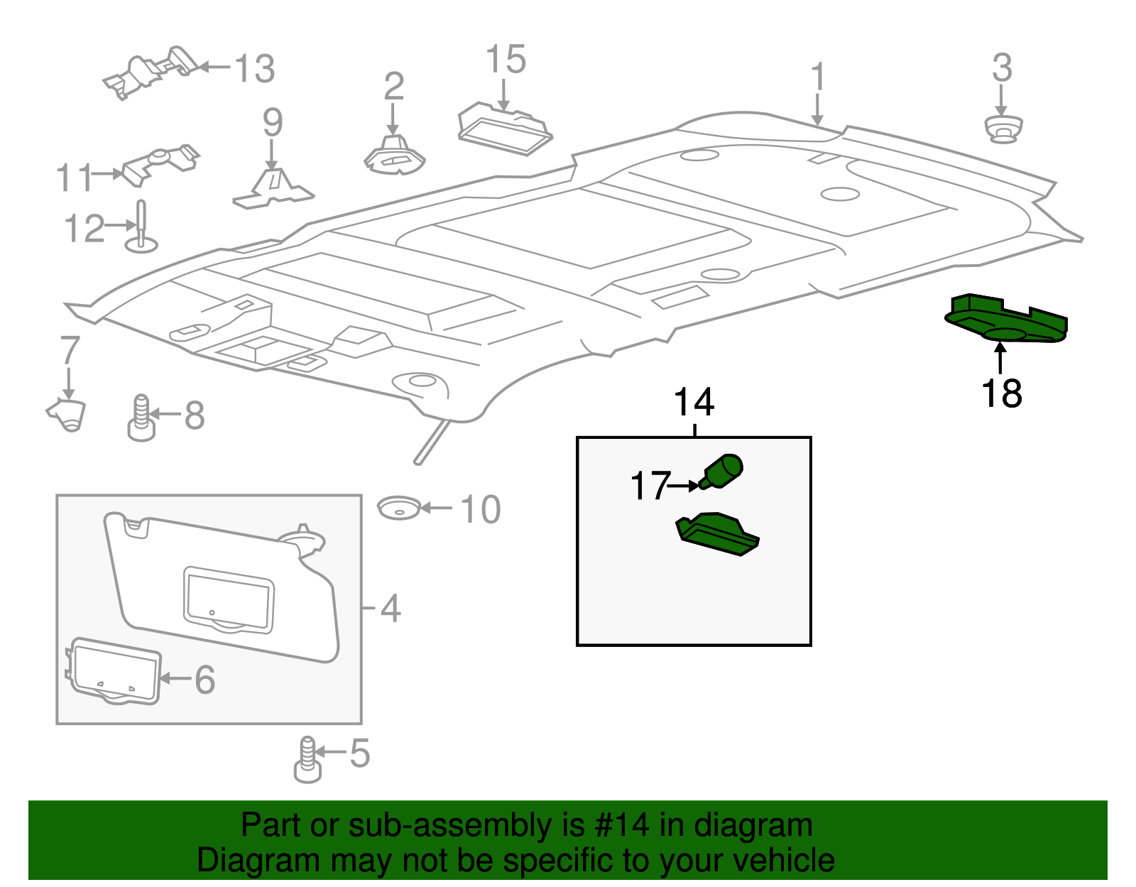 DB5Z-13A702-A - Reading Lmp Assembly 2011-2019 Ford | Big 3 Auto Parts