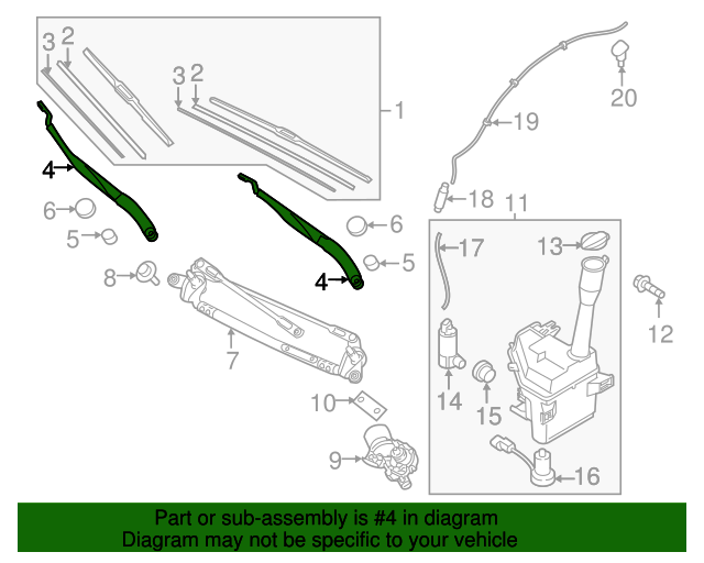 98321-D4000 - Wiper Arm 2016-2020 Kia Optima | Kia.Parts Store
