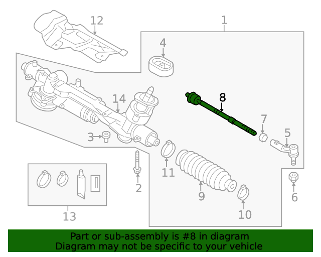 2022-2024 Audi Inner Tie Rod 5WA-423-810-C | OEM Parts Online