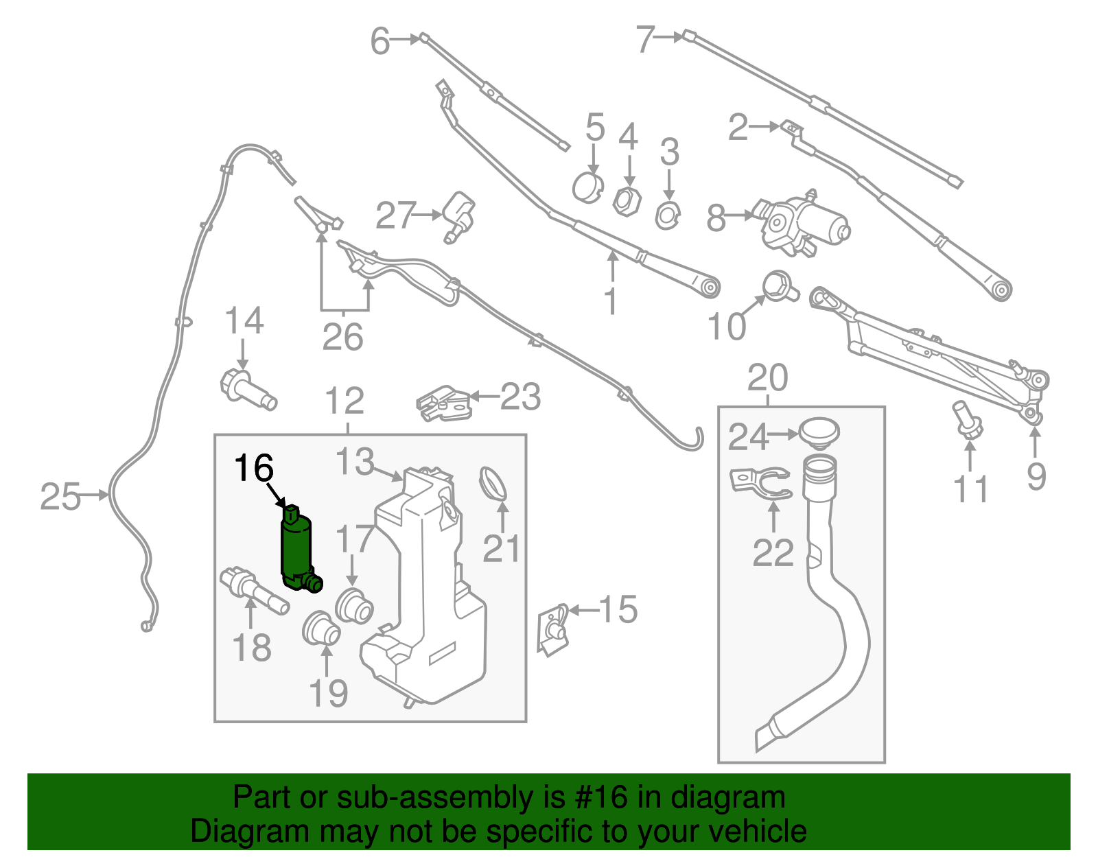 2012-2024 Ford Motorcraft™ Windshield Washer Pump WG-338 | OEM Parts Online