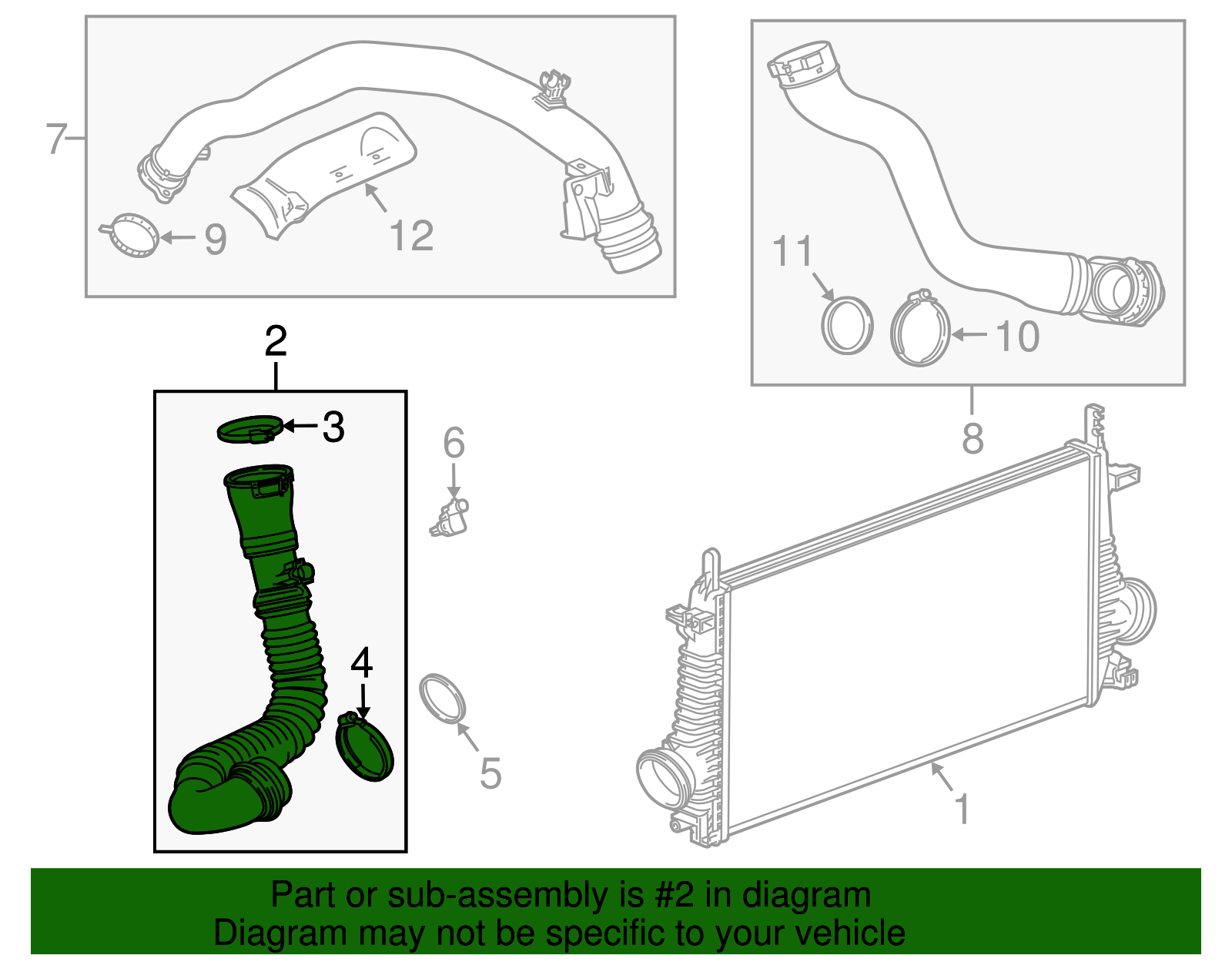 2012-2013 Buick Regal Intercooler Outlet Air Hose 22835667 GM ...