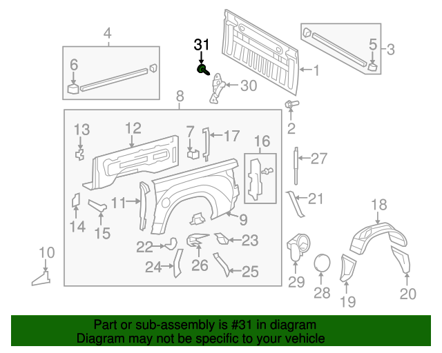 2007-2013 Toyota Tundra Hinge Bolt 90148-A0008 | Toyota Parts