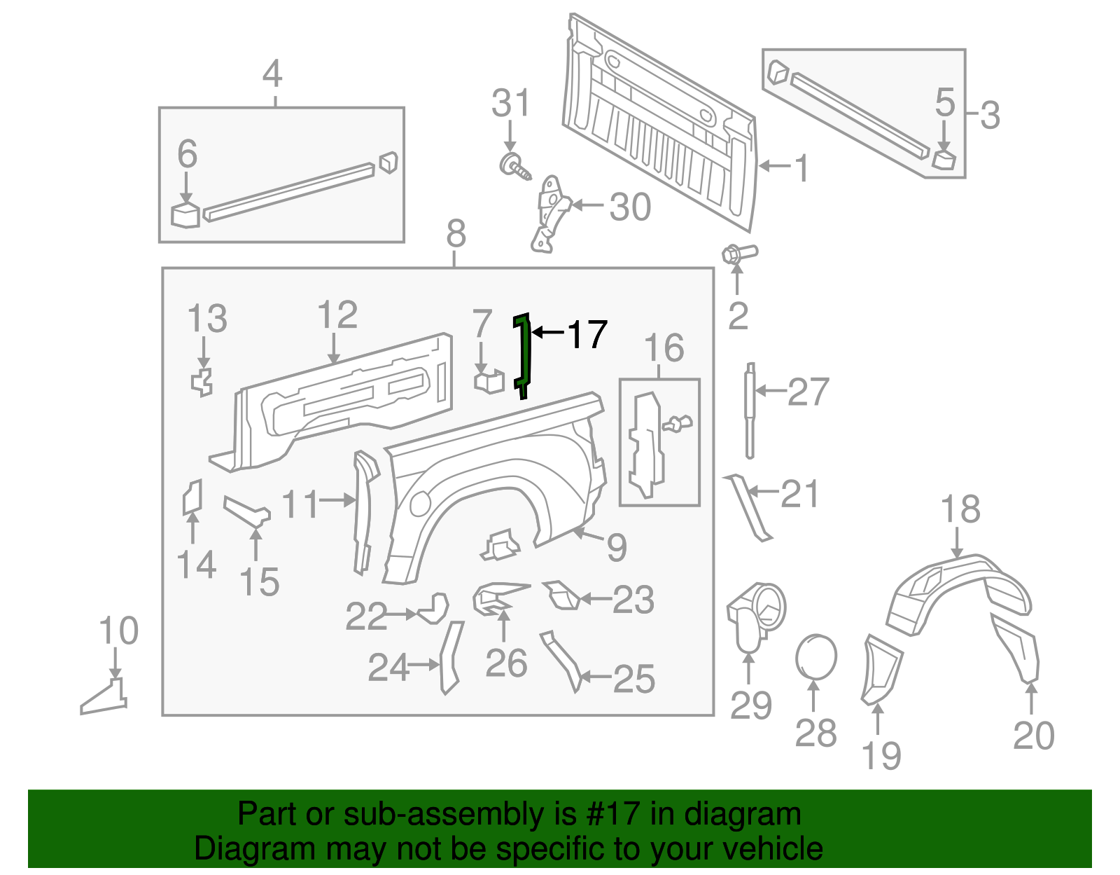 65507-0C010 - Truck Bed Panel Reinforcement 2007-2013 Toyota Tundra ...