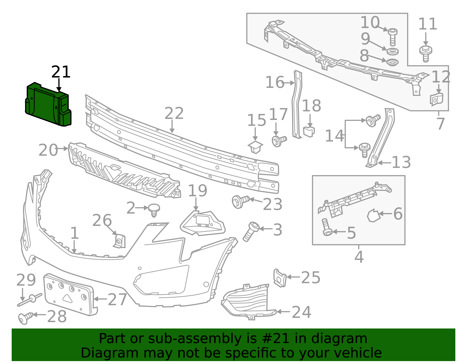 2020-2025 Cadillac XT5 Front Bumper Fascia Energy Absorber 84226217 ...